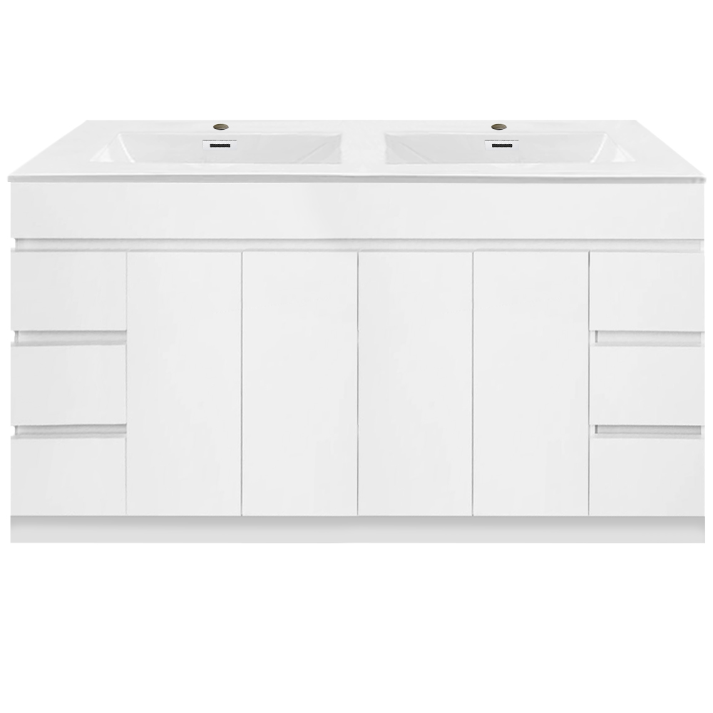MADRID 1800X460X850MM PLYWOOD FLOOR STANDING VANITY - GLOSS WHITE WITH ...