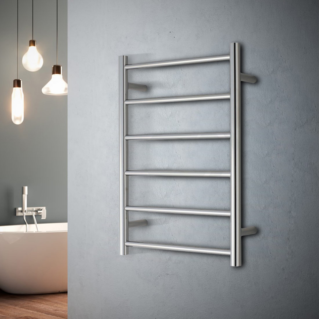 600Wx800H x120D 6 Bar Round Heated Towel Rail