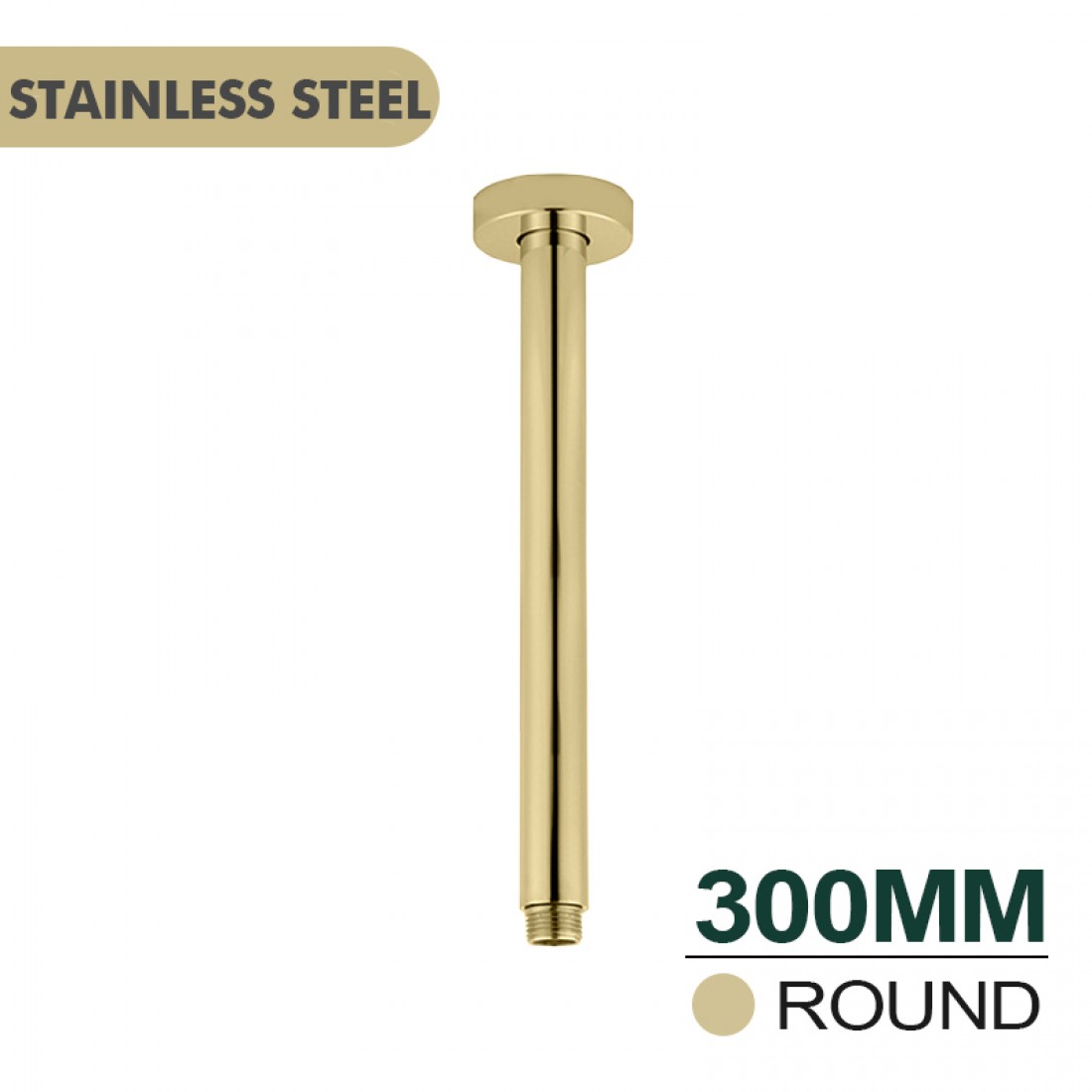 300mm Round Brushed Yellow Gold Ceiling Shower Arm
