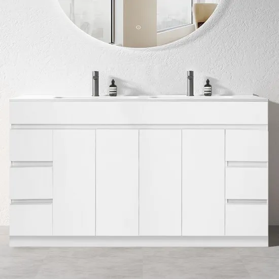 MADRID 1800X460X850MM PLYWOOD FLOOR STANDING VANITY - GLOSS WHITE WITH ...
