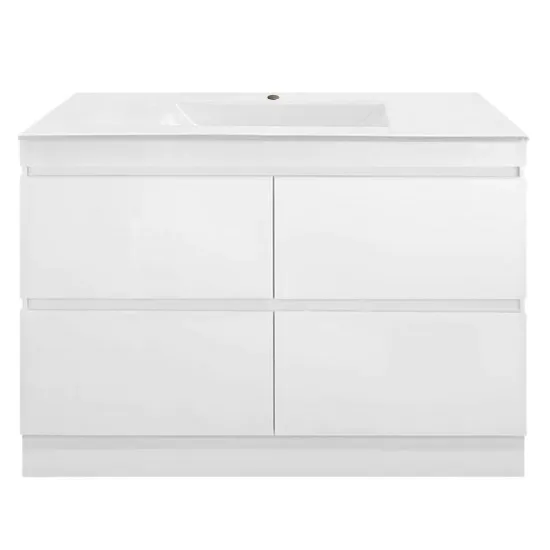 POLO 1800X450X850MM PLYWOOD FLOOR STANDING VANITY - GLOSS WHITE WITH ...