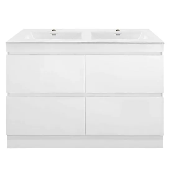 POLO 1800X450X850MM PLYWOOD FLOOR STANDING VANITY - GLOSS WHITE WITH ...