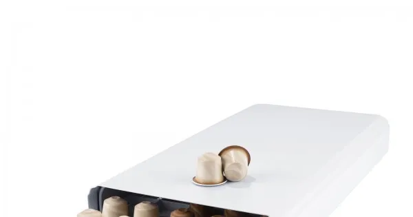 White Coffee Pod Capsules Storage Rack 50 Pods Holder Organizer Drawer ...