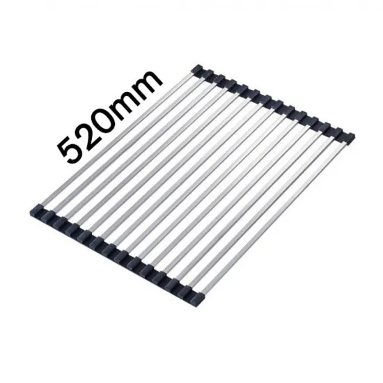 520x340mm Kitchen Sink Drainer Mat Stainless Steel Colander Caddy Dish ...