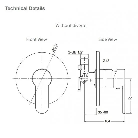 Englefield Studio Polished Chrome Shower/Bath Mixers