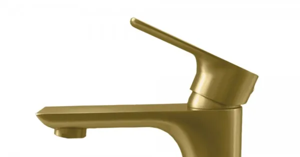 Brushed Yellow Gold Round Basin Mixer Vanity Tap Brass