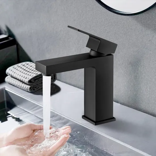 WELS Watermark Bath Basin Square Matt Black Mixer Tap Sink Faucet Solid ...