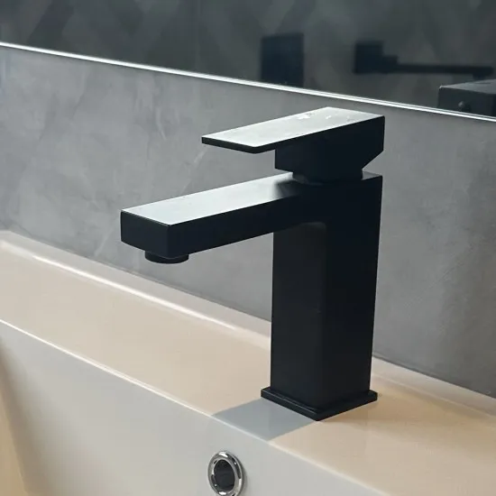 WELS Watermark Bath Basin Square Matt Black Mixer Tap Sink Faucet Solid ...