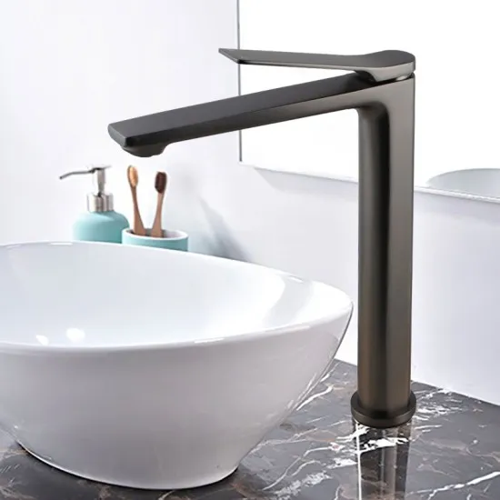 Bathroom Brushed Gunmetal Grey Tall Basin Mixer Tap