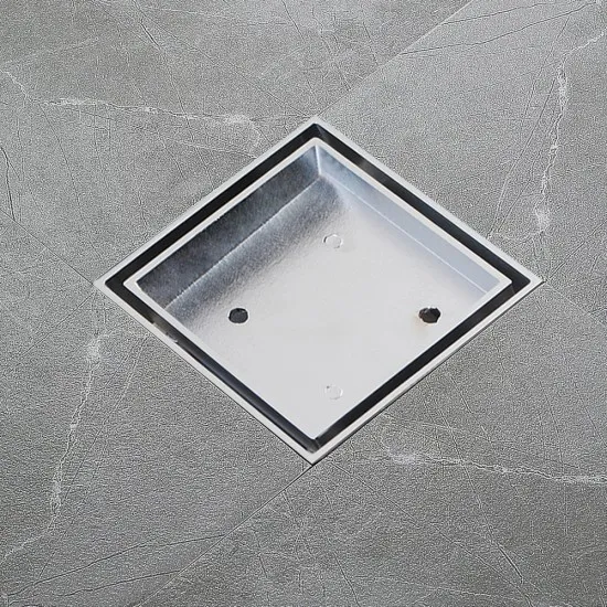 115mm Brass Chrome Smart Tile Insert Square Floor Waste – 90mm Outlet