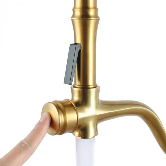 Brass Brushed Yellow Gold Kitchen/Laundry Sink Mixer Taps Swivel ...