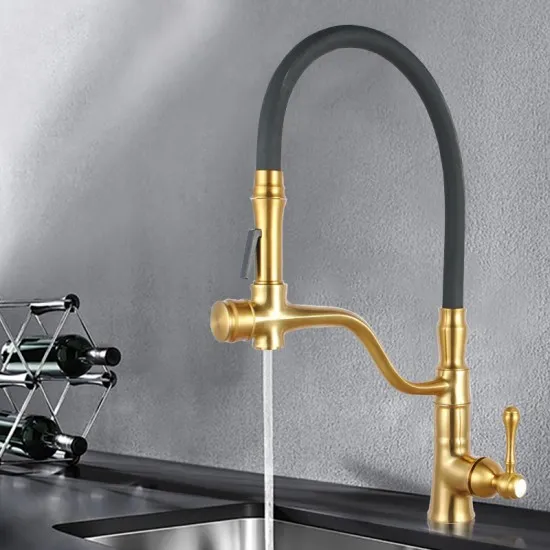 Brass Brushed Yellow Gold Kitchen/Laundry Sink Mixer Taps Swivel ...