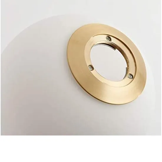 Milky White Glass and Brushed Brass Elliptical Pendant Light