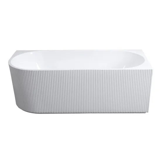 1500x750x580mm Flutted V-Groove Right Corner Bathtub Acrylic Gloss ...