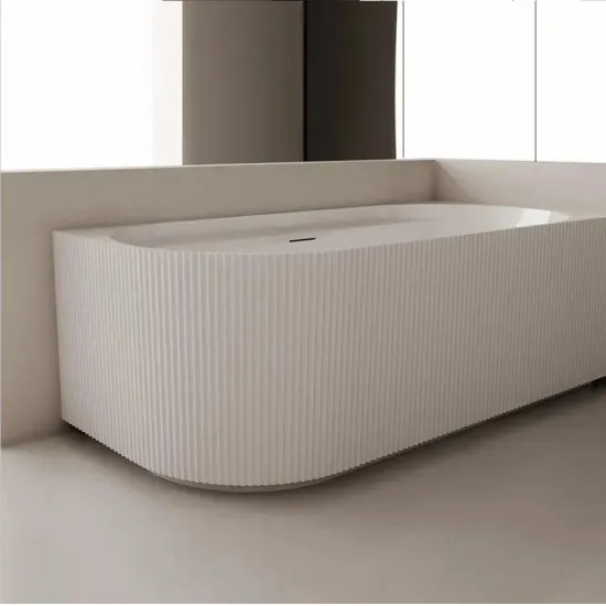 1500x750x580mm Flutted V-Groove Right Corner Bathtub Acrylic Gloss ...