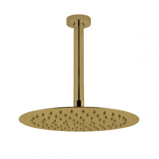 10 inch Super-slim Round Brushed Yellow Gold Rainfall Shower Head w ...