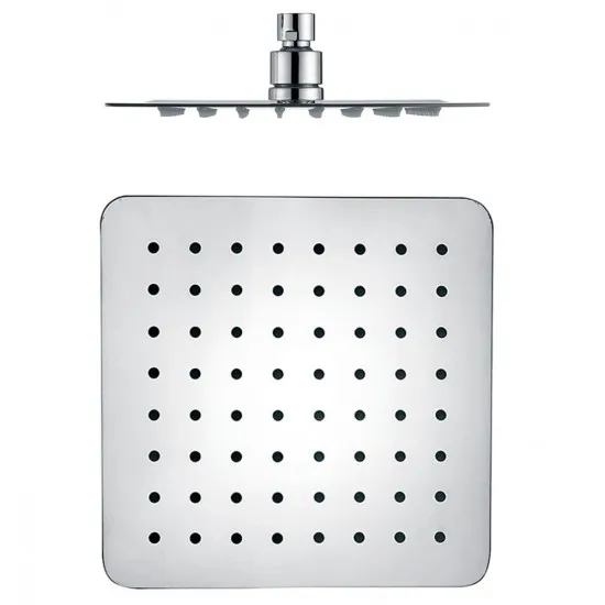 8 inch Square Chrome Bottom Water Inlet Twin Shower Set With Mixer