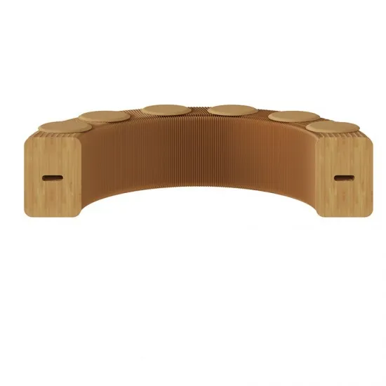 3 Seats Kraft Paper Bench Portable Folding Sofa Foot Stool Shoe Bench Brown