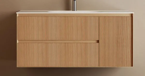 Cavon 1200X460X560mm Plywood Light Oak Wall Hung Vanity With Flat Top