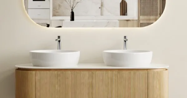 Mora 1500X520X450mm Plywood Light Oak Fluted Racetrack-Shaped Vanity ...