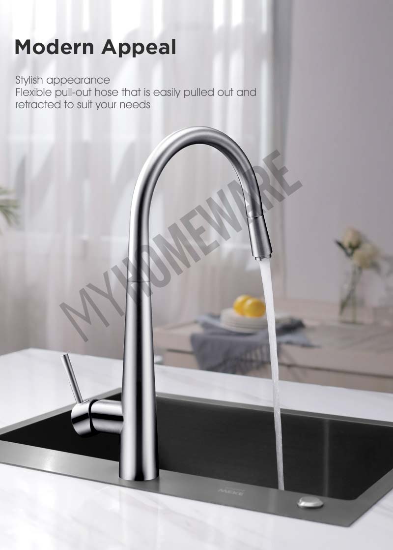 Chrome Pull Out/Down Kitchen/Laundry Sink Mixer Taps Swivel Kitchen Tapware